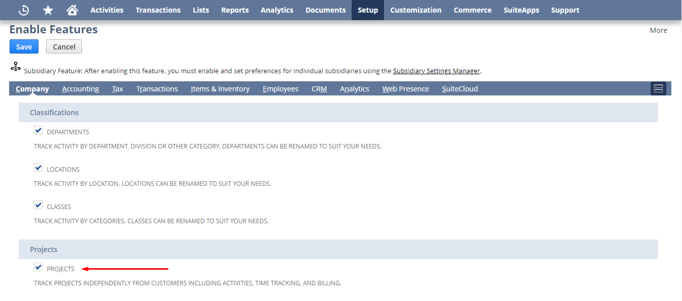 NetSuite Customers and Projects Integration